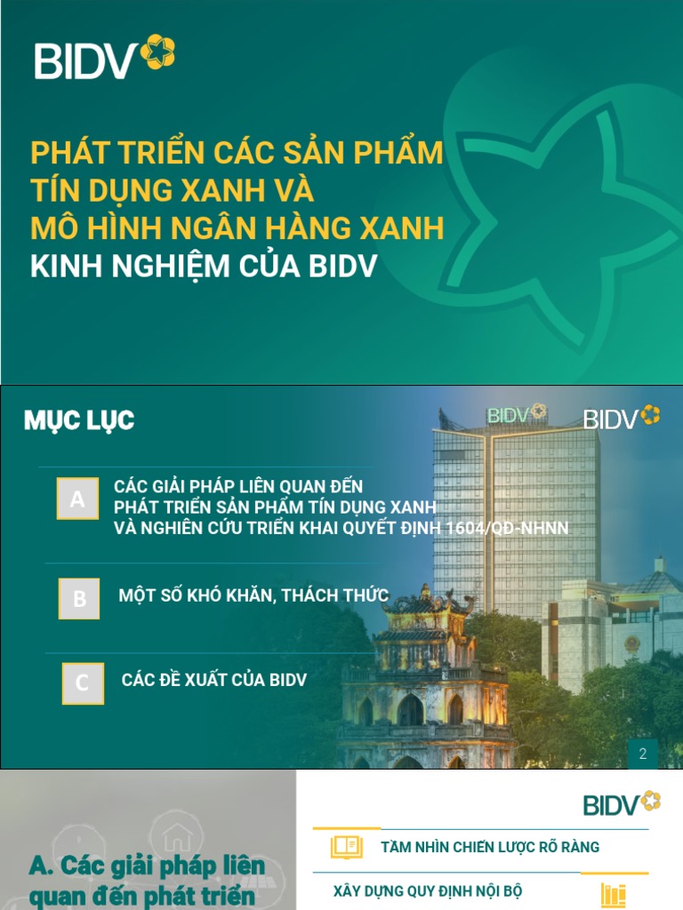 2. BIDV - Phát Triển Các Sản Phẩm Tín Dụng Xanh Và Mô Hình Ngân Hàng Xanh - Kinh Nghiệm Của BIDV ...