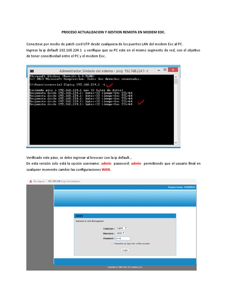 Proceso Actualizacion y Gestion Remota en Modem Eoc | PDF | Informática