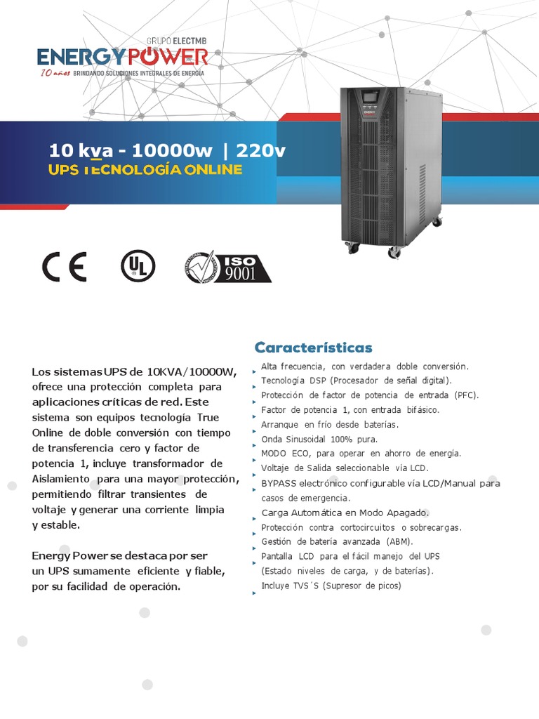 UPS 10 KVA: Especificaciones y Características | PDF | Ingenieria ...
