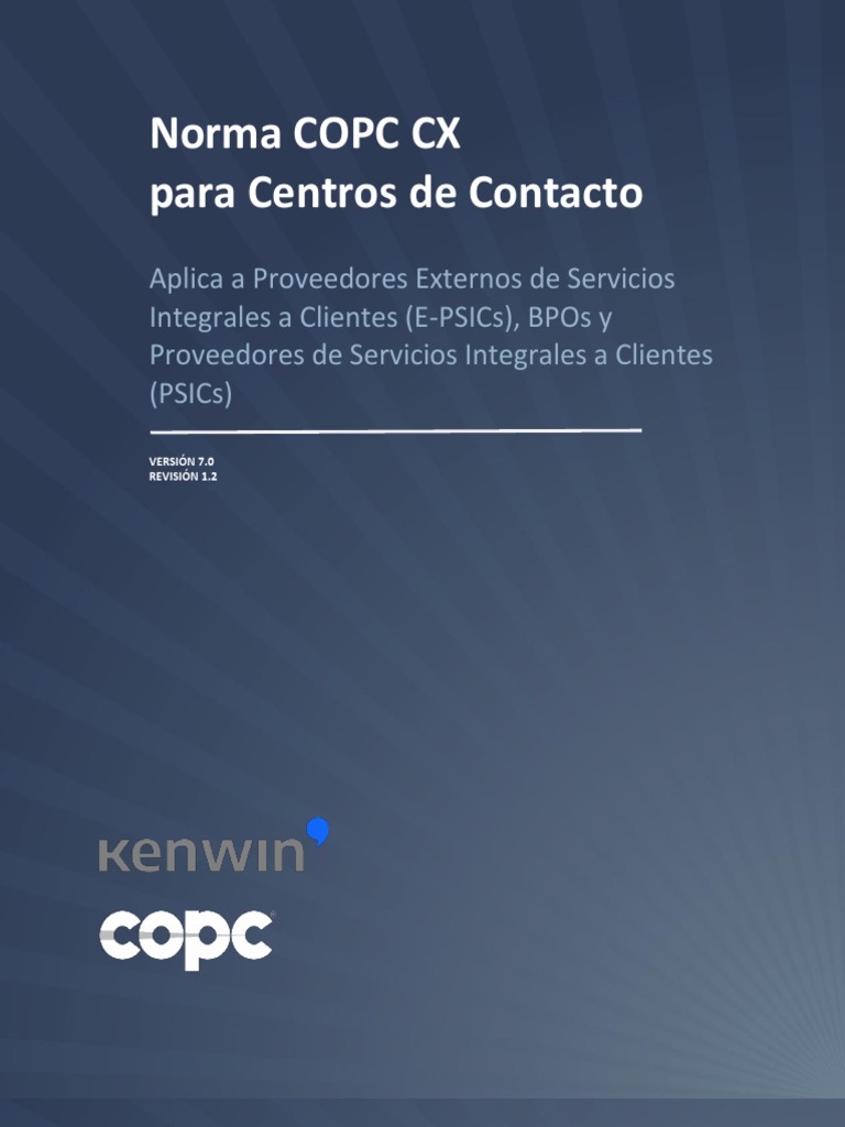 Norma Copc CX para Centros de Contacto 70 12 Esp | PDF | Calidad (comercial) | Servicio al Cliente