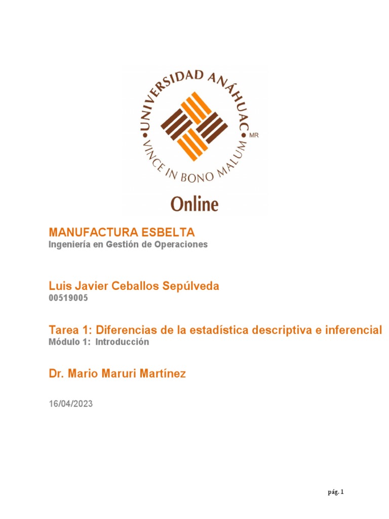Tarea 1 Estadistica | PDF | Estadísticas descriptivas | Estadísticas
