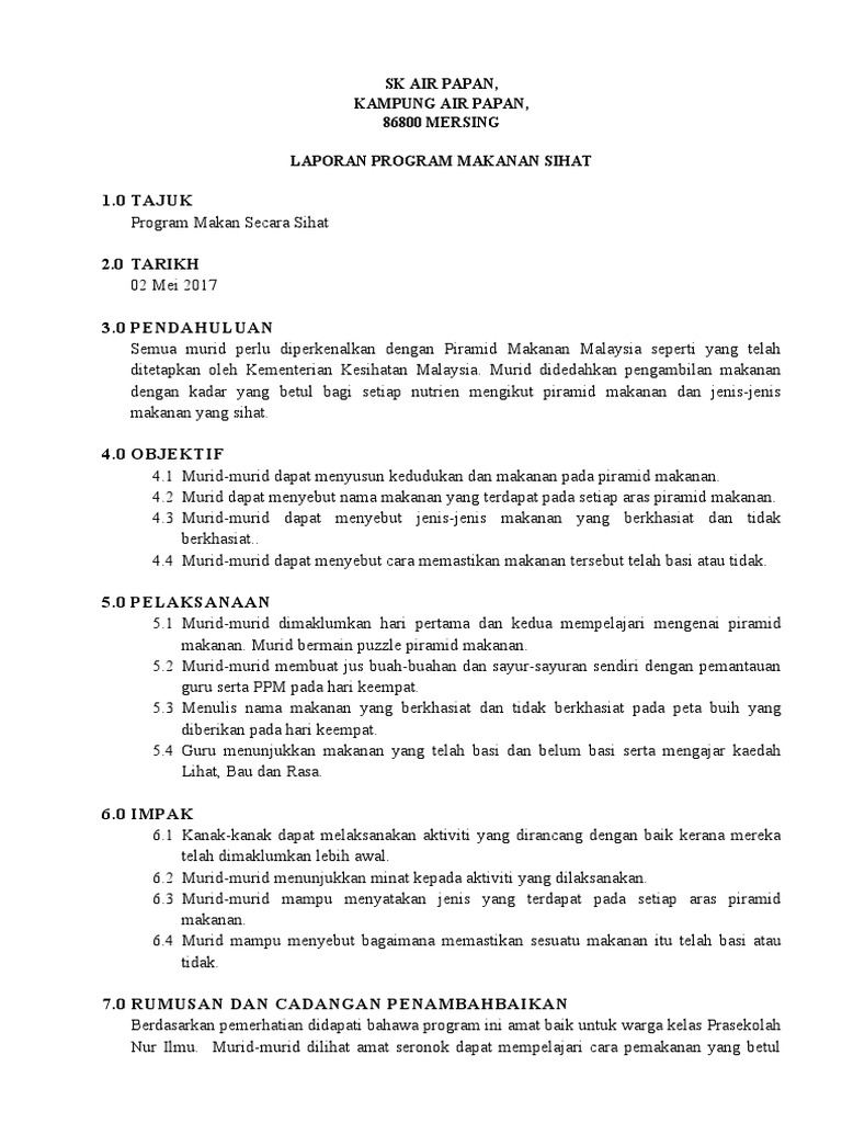 Laporan Makanan Sihat Pdf