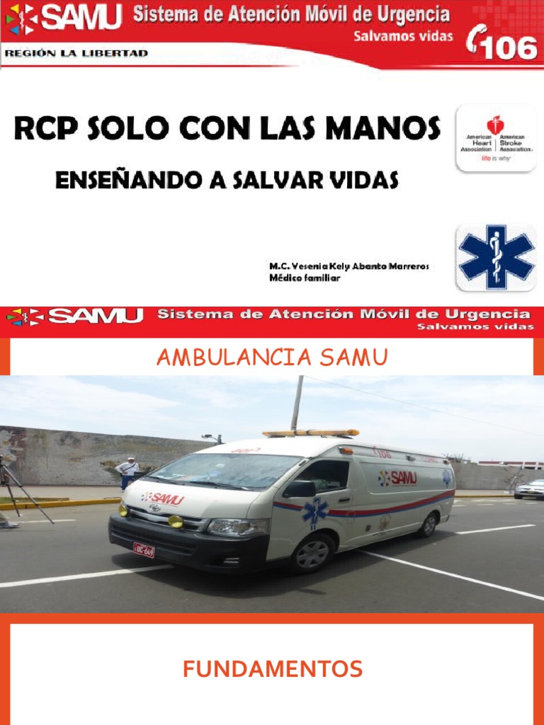 Capacitación Samu RCP Solo Con Las Manos | PDF | Reanimación cardiopulmonar | Fisiología ...