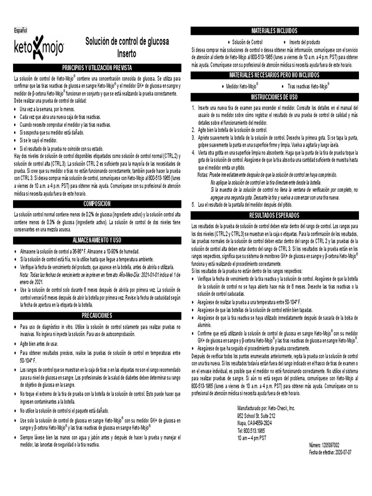 GK Glucose Control Insert Spanish | PDF