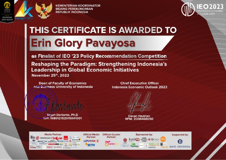 Finalist PRC - Erin Glory Pavayosa | PDF