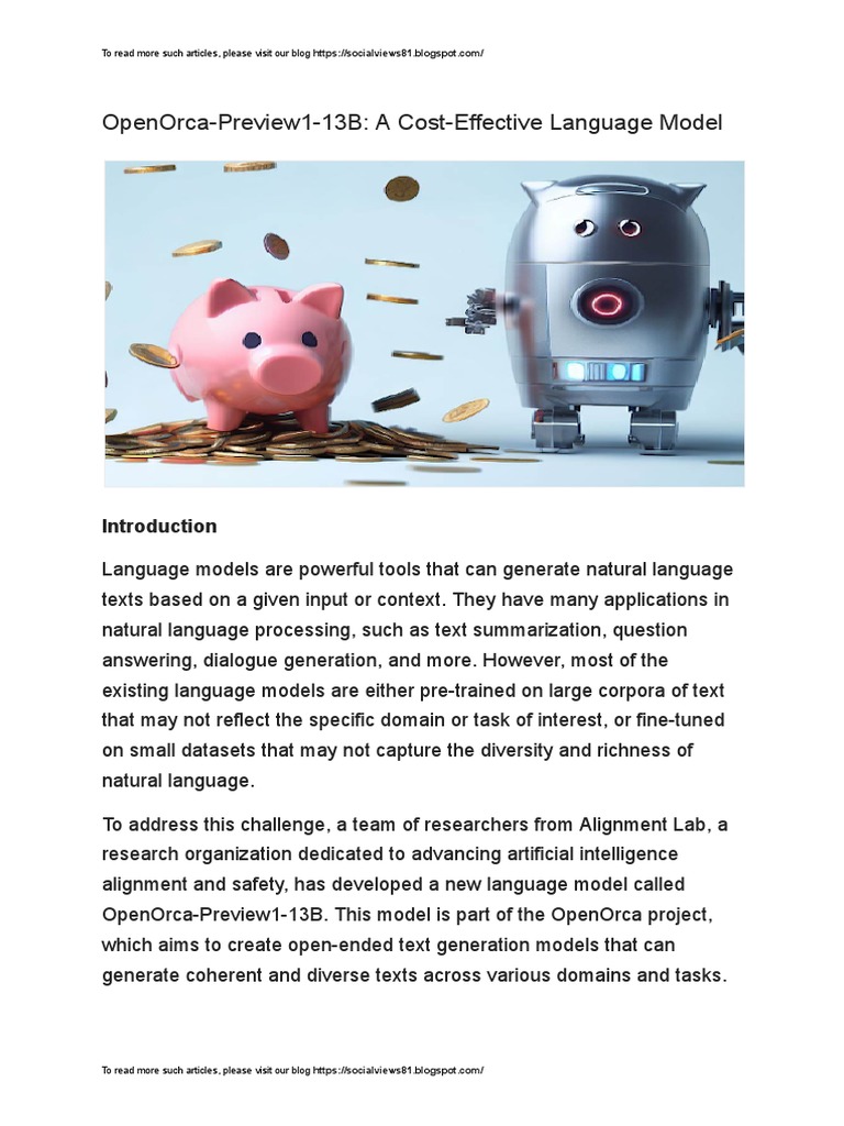 OpenOrca-Preview1-13B: A Cost-Effective Language Model | PDF | Human ... OpenOrca-Preview1-13B: A Cost-Effective Language Model | PDF | Human ...