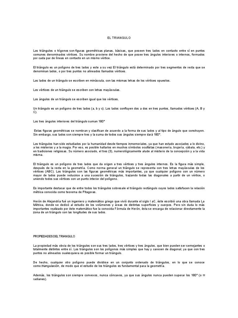 Proyecto de Geometria El Triangulo | PDF | Triángulo | Ángulo