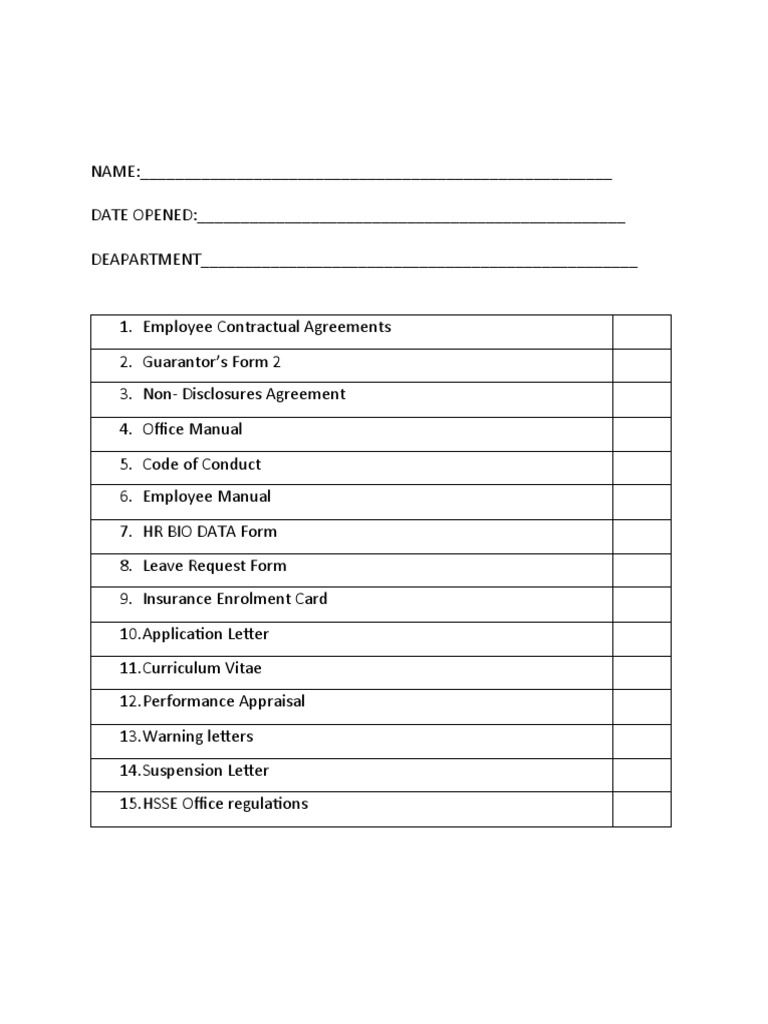 Employee Documentation Checklist | PDF Employee Documentation Checklist | PDF