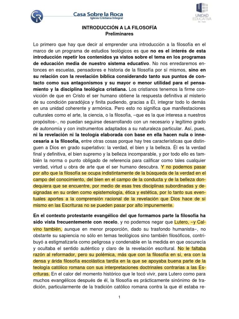 Conferencia Introducción A La Filosofía Pdf Teología Logos