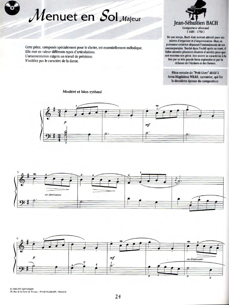Menuet en Sol Bach | PDF