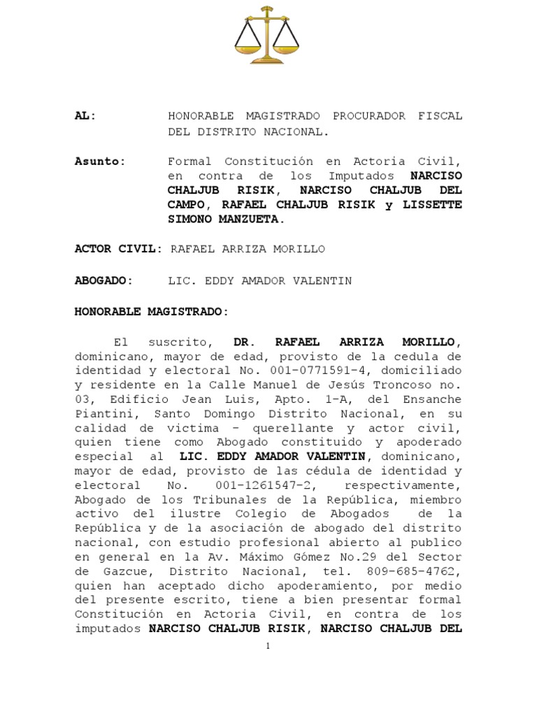 Constitucion Actor Civil Ariza | PDF | Justicia | Crimen y violencia