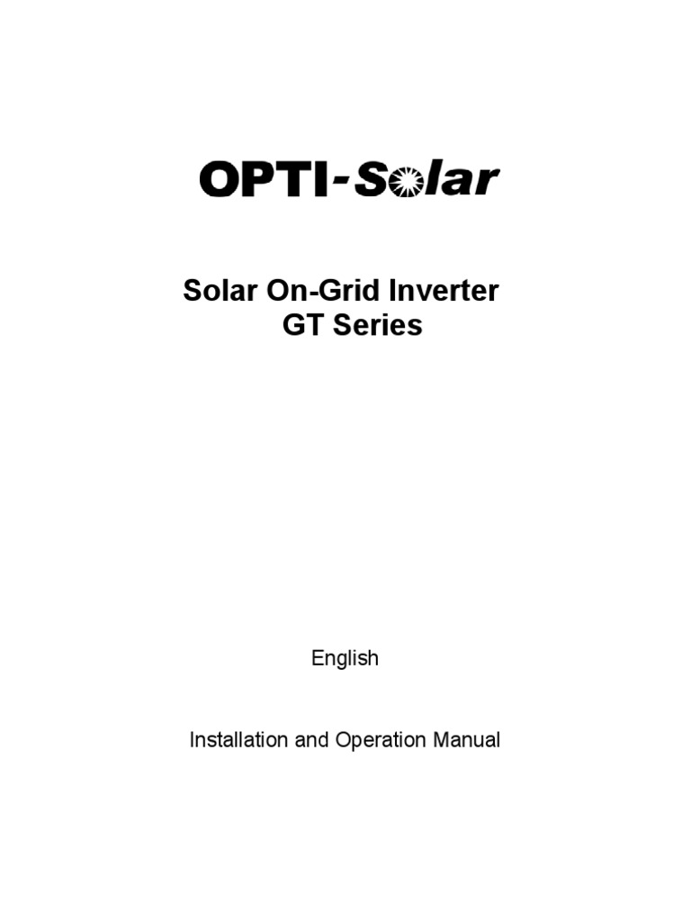 Inverter Manual | PDF | Power Inverter | Alternating Current