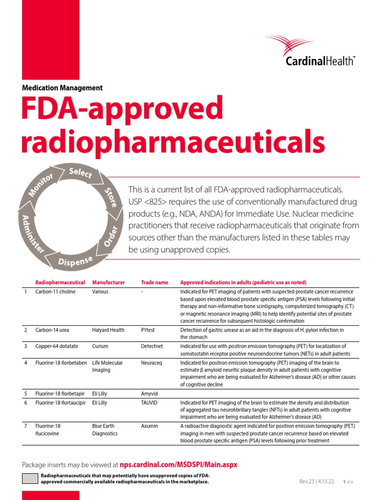 Cardinal Health Fda Approved Radiopharmaceuticals | PDF | Positron ...
