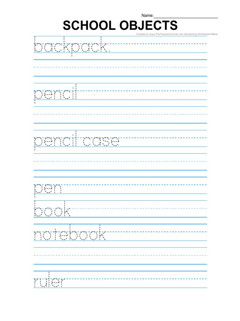Handwriting School Objects | PDF