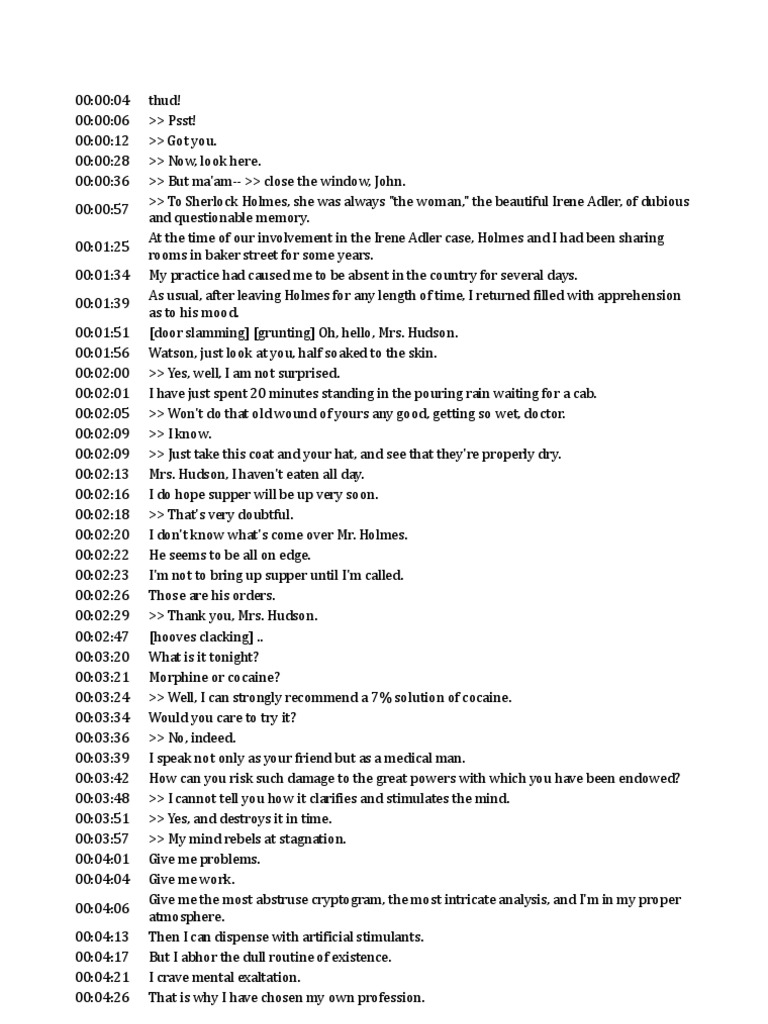 0301 A Scandal in Bohemia Script | PDF | Irene Adler | Sherlock Holmes