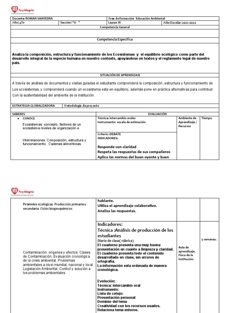 UNIDAD DIDACTICA DE Educacion Ambiental 3er Lapso | PDF | Evaluación ... UNIDAD DIDACTICA DE Educacion Ambiental 3er Lapso | PDF | Evaluación ...