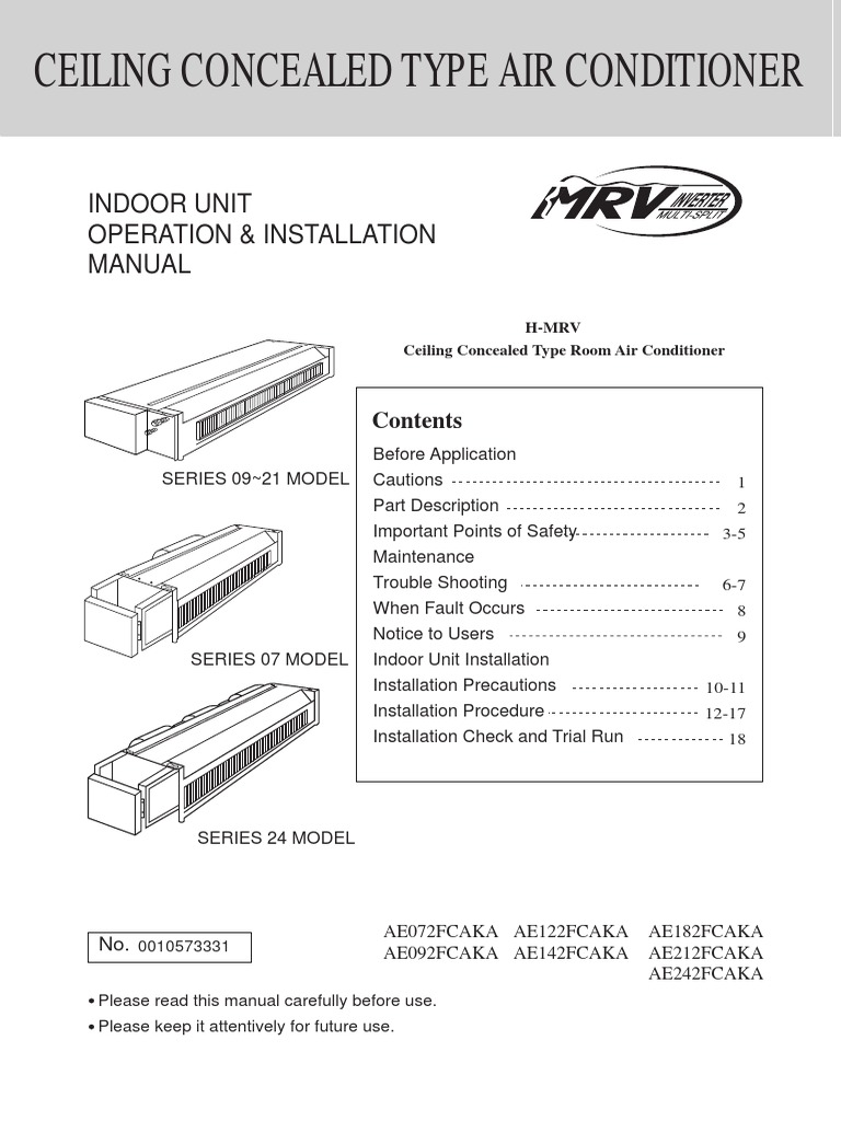 Ceiling Concealed AC Installation Manual | PDF | Duct (Flow) | Pipe ...