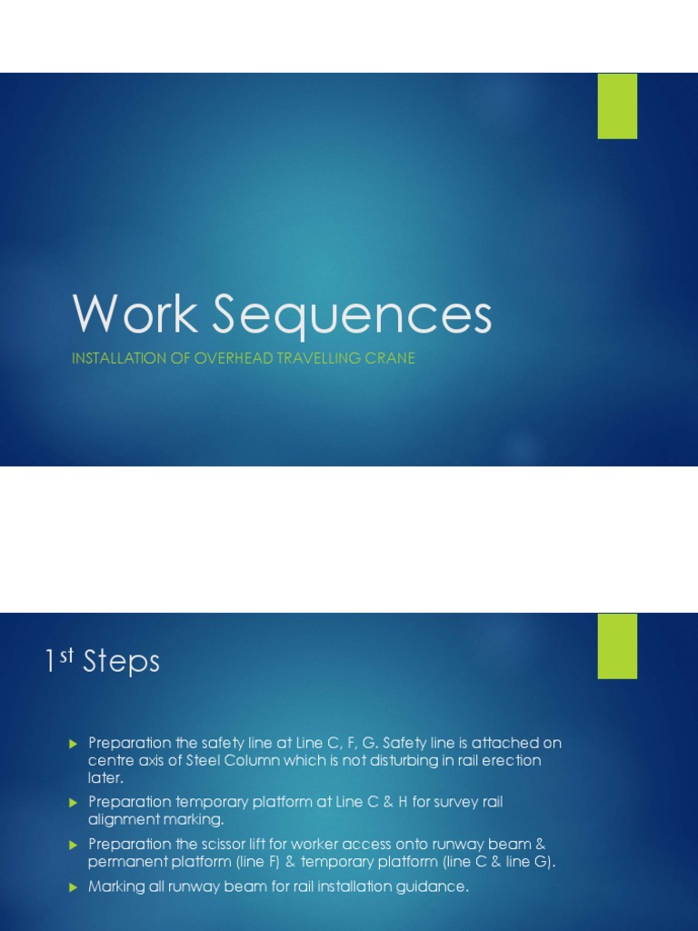 Work Sequences Installation of Overhead Travelling Crane | PDF
