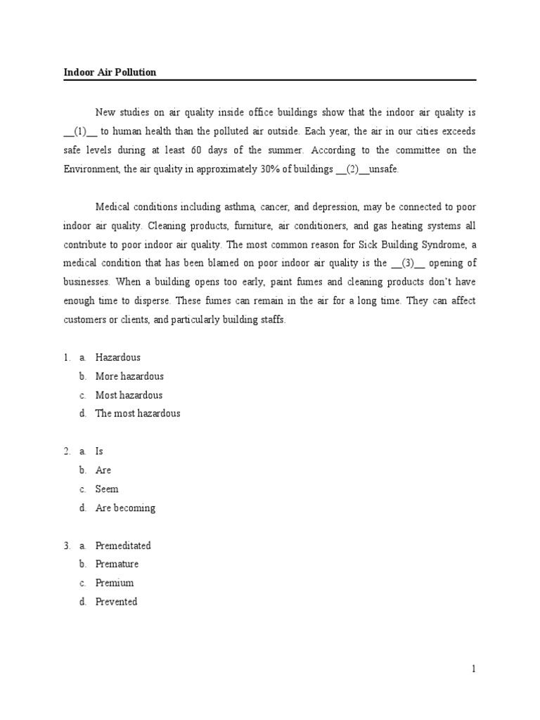 Indoor AIr Pollution | PDF