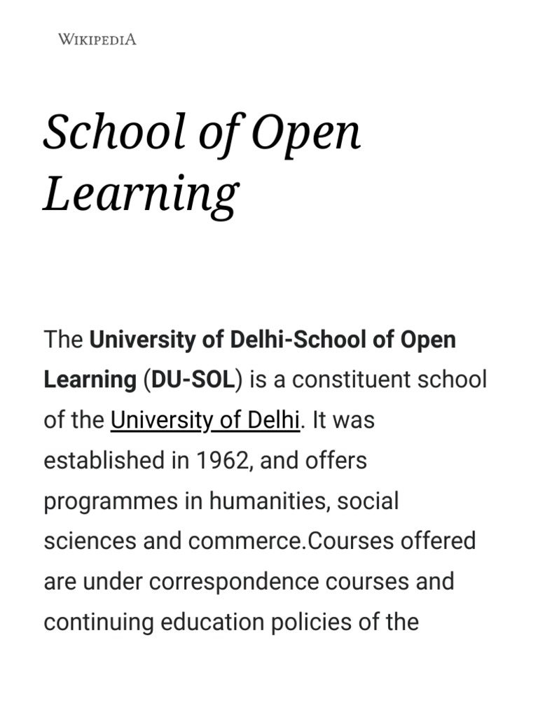 Overview of DU School of Open Learning | PDF | Academic Degree | University