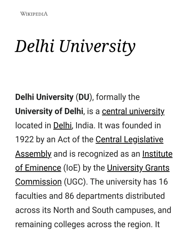 Overview of Delhi University (DU) | PDF