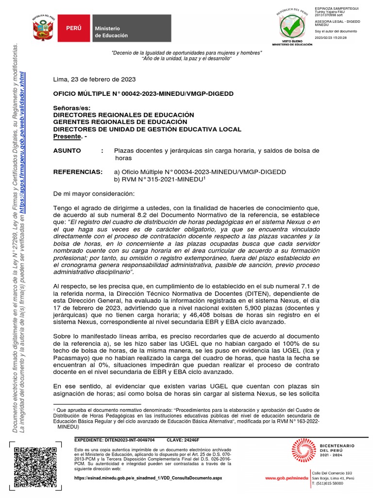 Of - Multip.042 2023 Minedu VMGP Digedd | PDF