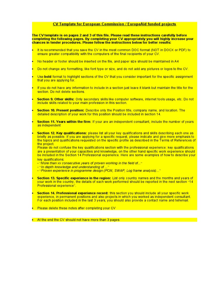 CV Eu Eng Template | PDF