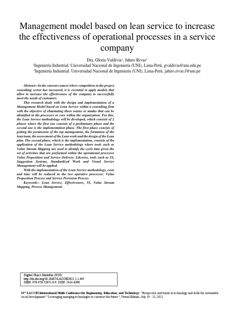 Modelo de Gestión Basado en Lean Service para | PDF | Lean Manufacturing | Production And ...