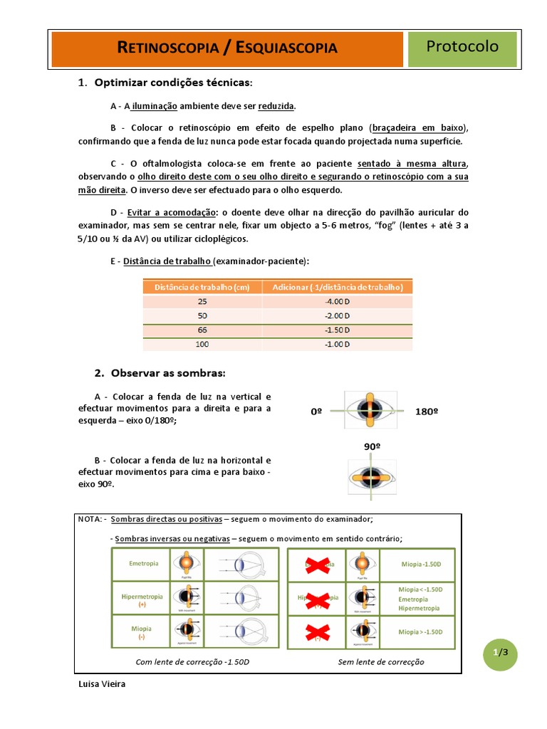 Protocolo de Retinoscopia e Esquiascopia | PDF | Radiação ...