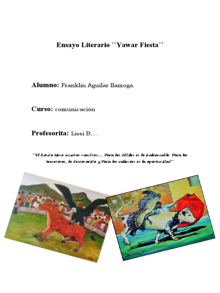 Ensayo Literario YAWAR FIESTA | PDF