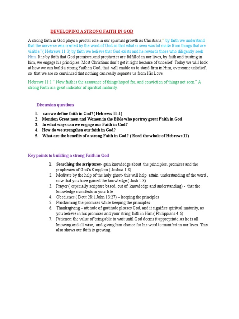 Developing Our Faith in God | PDF