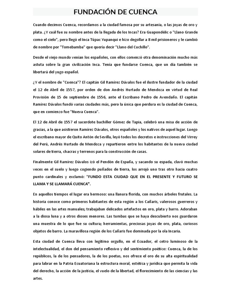 Fundación de Cuenca | PDF | Imperio Inca