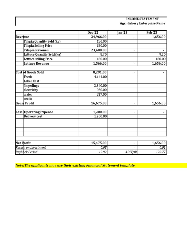 D. YFC UPSALE Sample FInancial Statement Format | PDF | Equity (Finance ...
