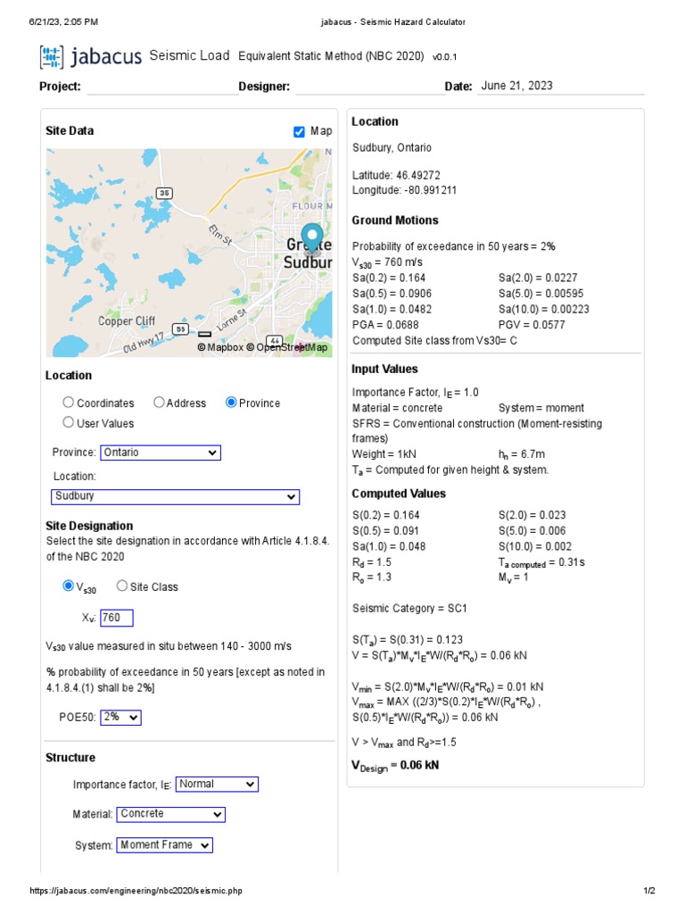 jabacus - Seismic Hazard Calculator | PDF