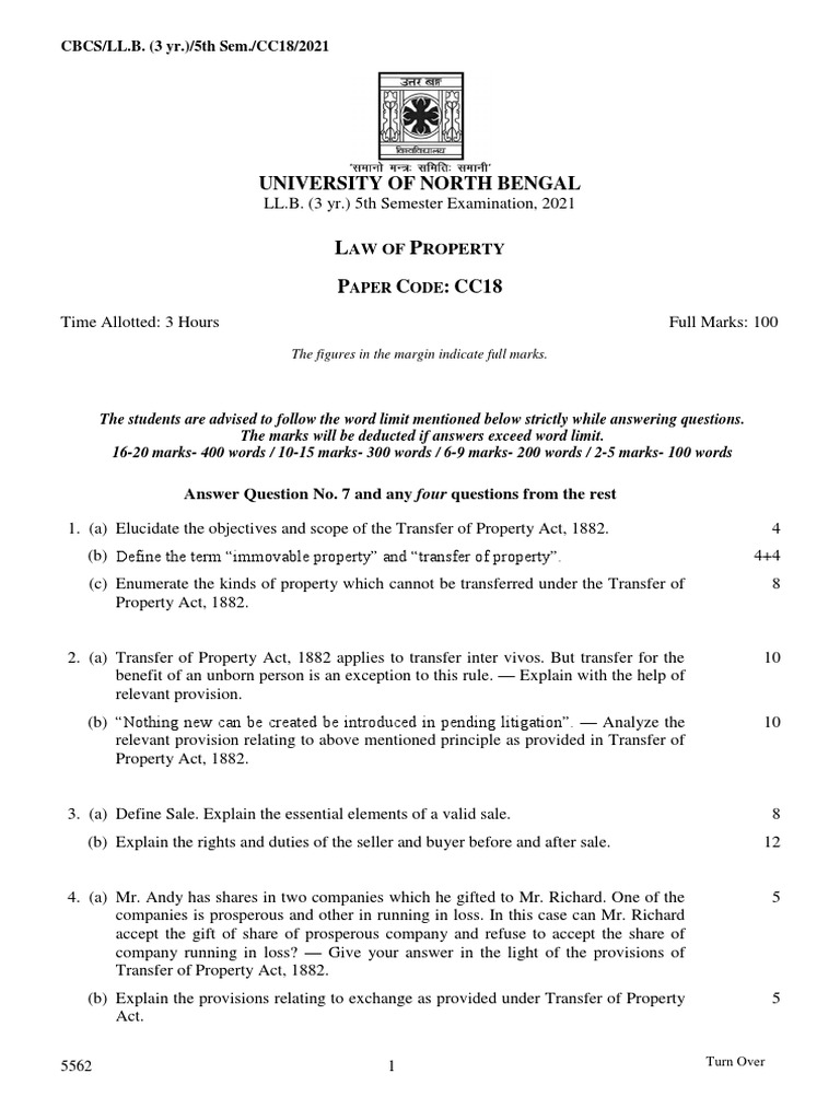 Sem-V, LL.B 3 Year-Property Law | PDF | Mortgage Law | Natural ...
