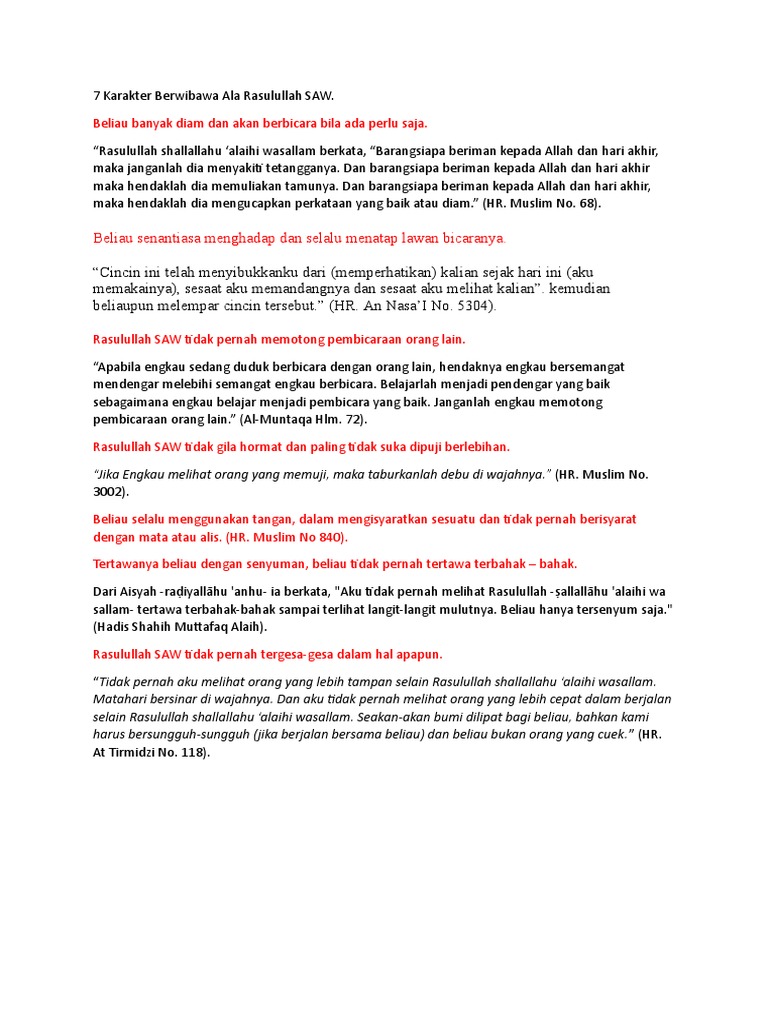 7 Karakter Berwibawa Rasulullah | PDF