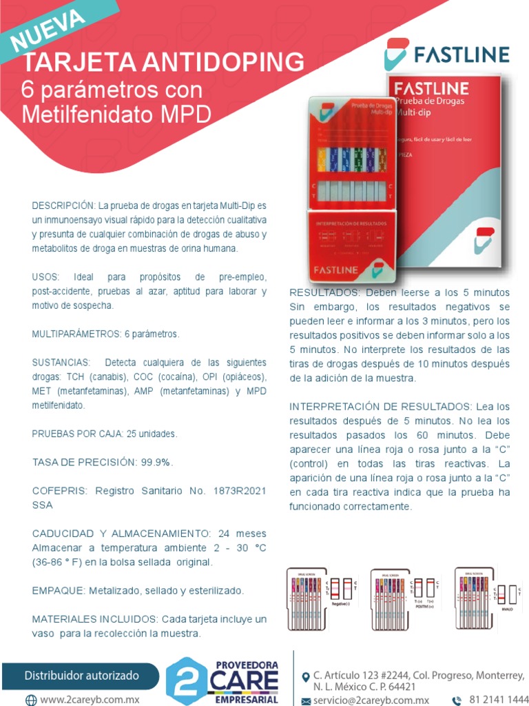 Fastline Tarjeta 6 (Coc Amp Met THC Opi MPD) | PDF | Farmacología ...
