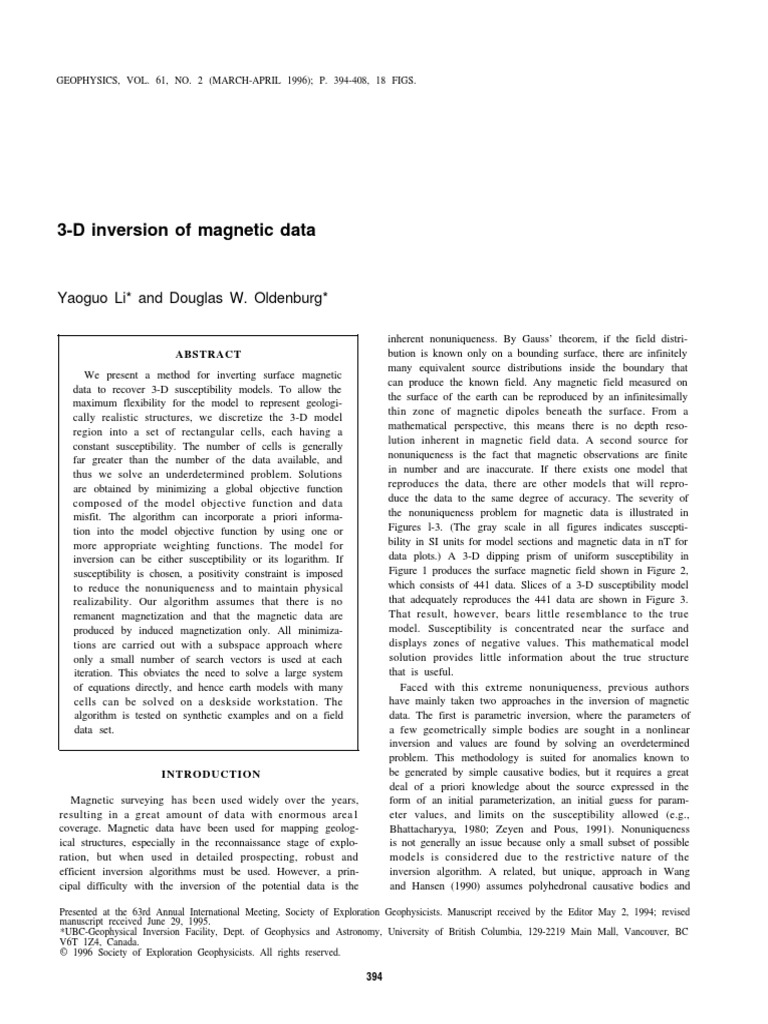 Li e Oldenburg 1996 | PDF | Inverse Problem | Mathematical Optimization
