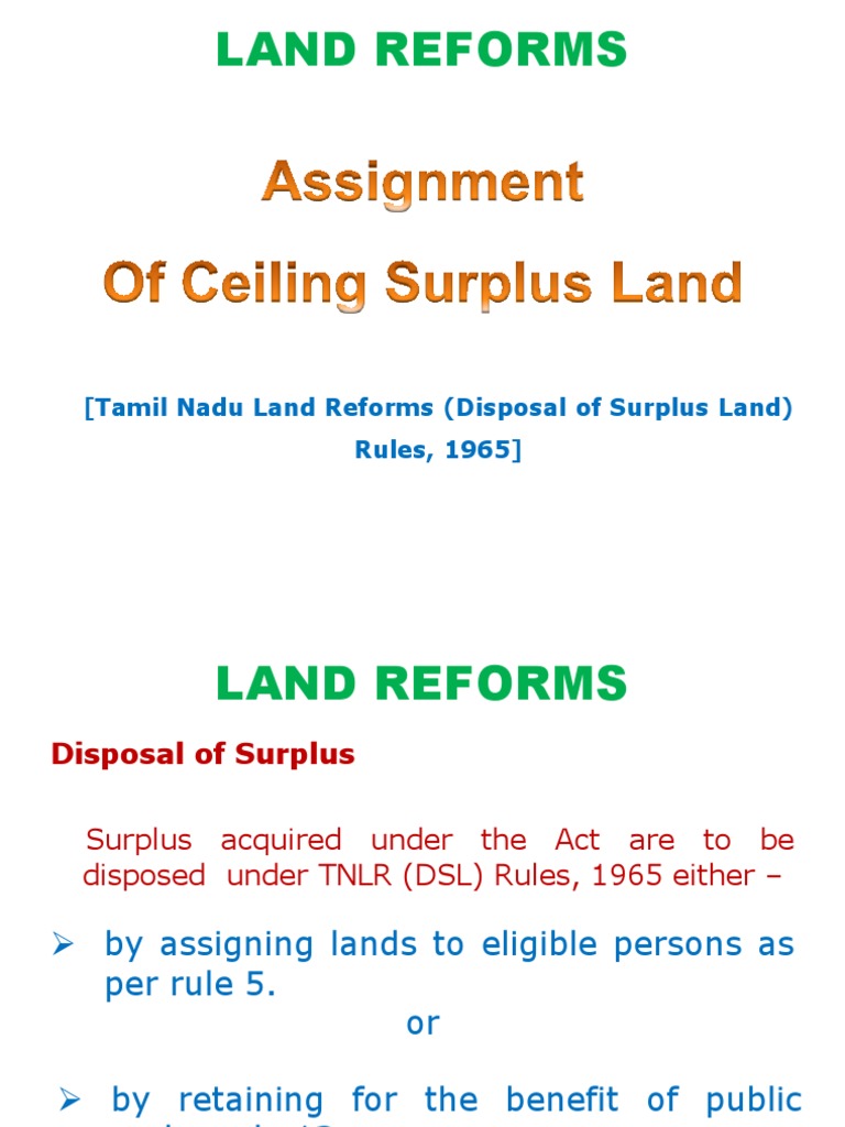 Assignment Surplus Lands | PDF | Assignment (Law) | Property Law