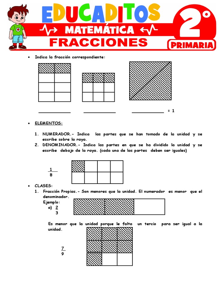 Fracciones para Segundo Grado de Primaria | PDF | División (Matemáticas)