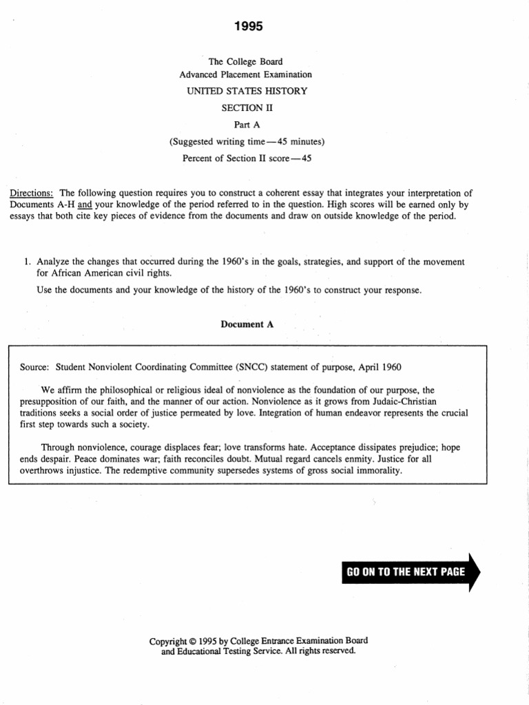 1995 DBQ - Civil Rights | PDF | Southern United States | Student ...