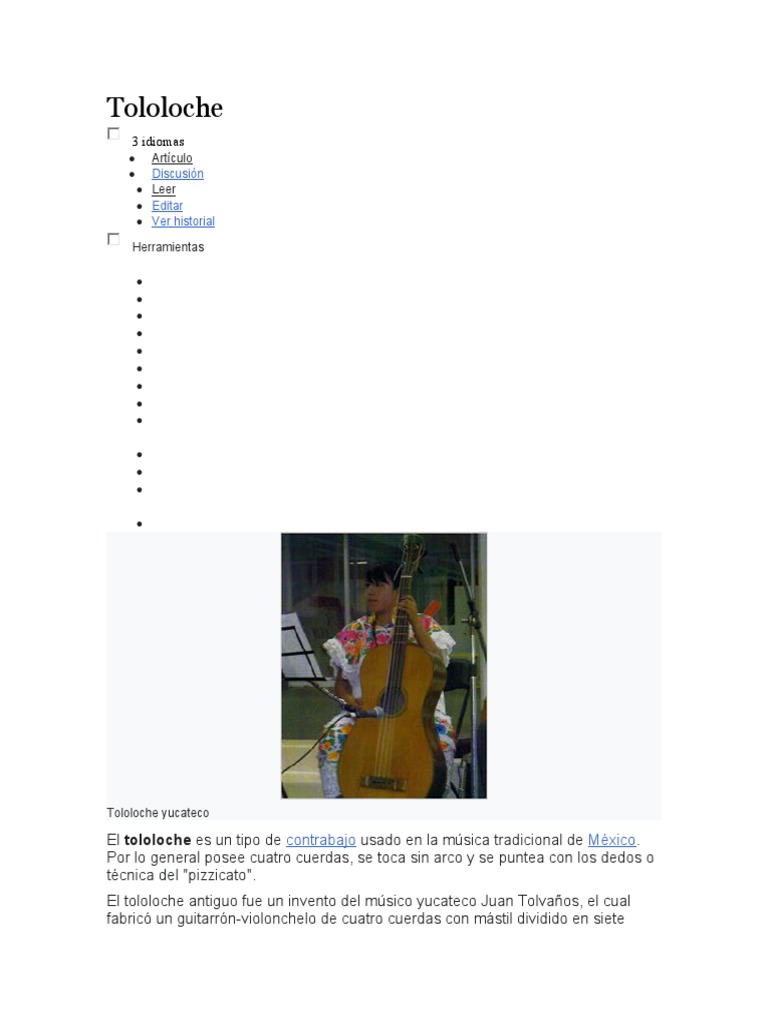 Características del Tololoche Yucateco | PDF | Instrumentos musicales ...