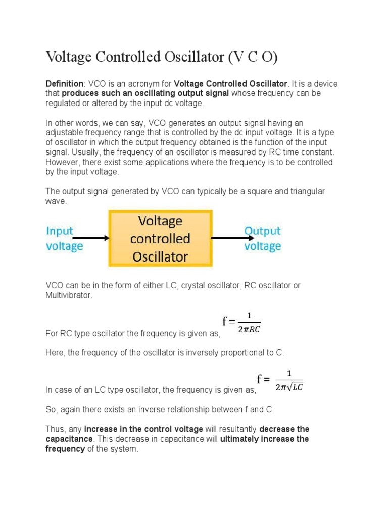 Voltage Controlled Oscillator | PDF | Operational Amplifier | Capacitor