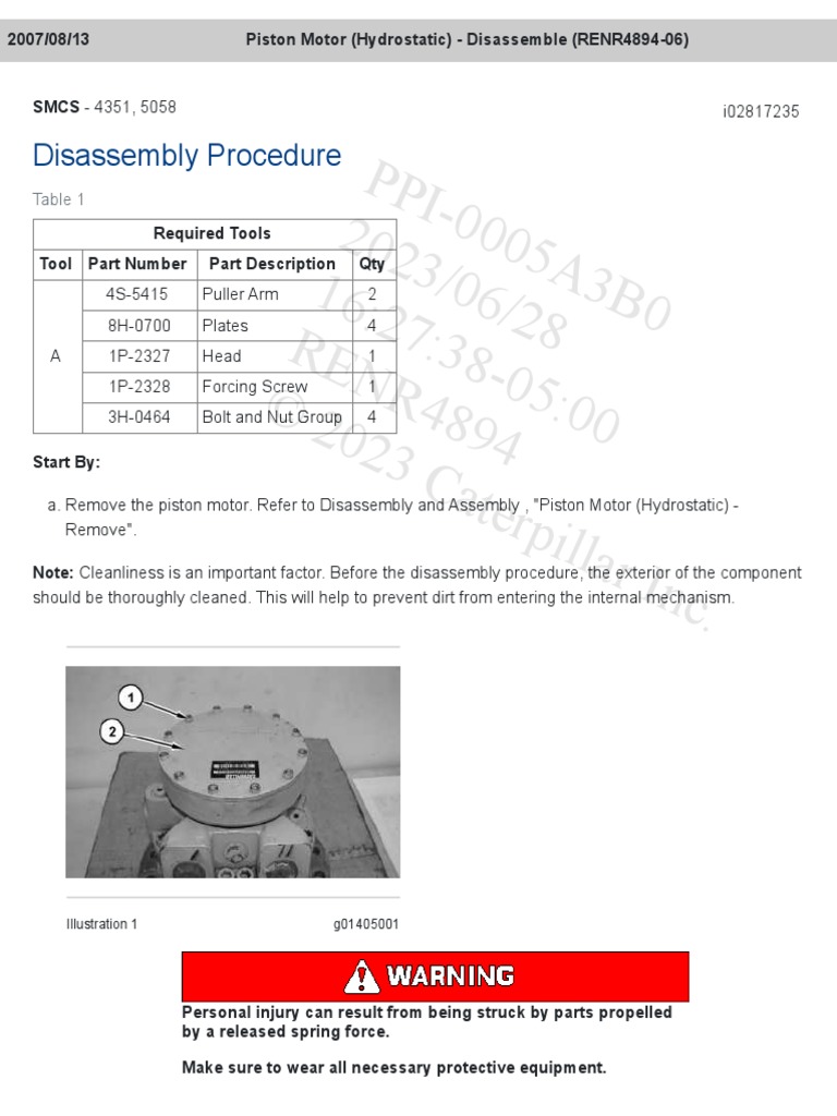 CAT 226B2 Piston Motor (Hydrostatic) - Disassemble | PDF | Machines | Tools
