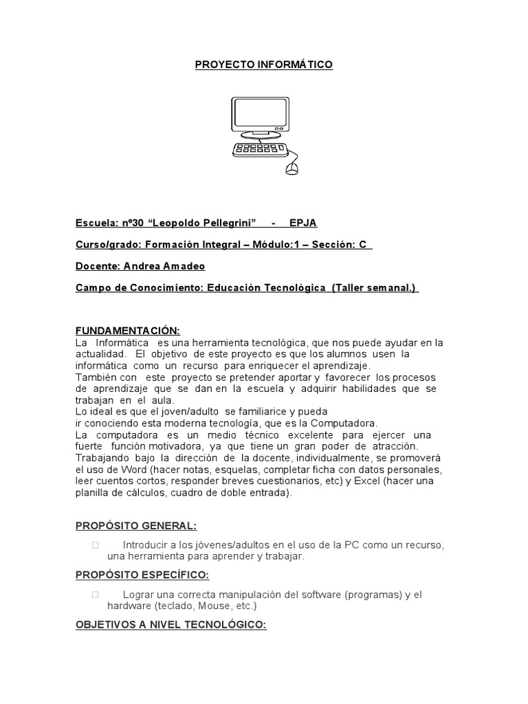 PROYECTO INFORMÁTICO | PDF | Informática | Maestros
