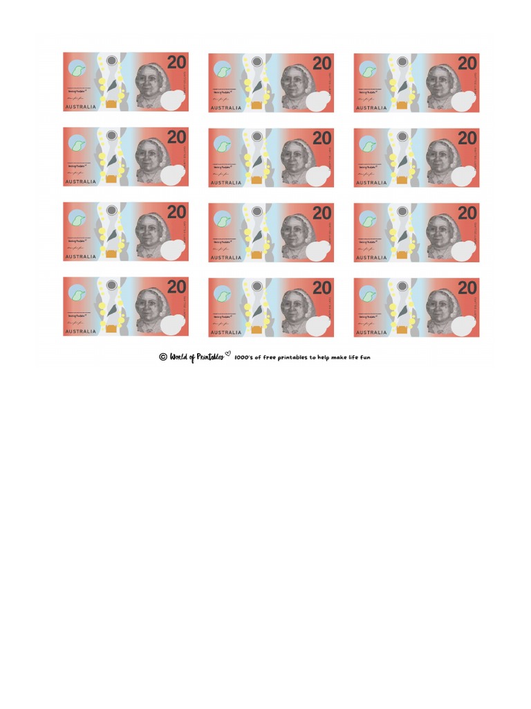 Australian-20-Dollars-Printable-Play-Money Conv | PDF