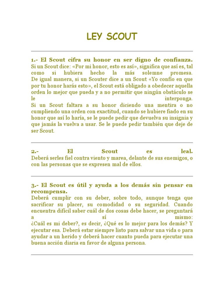 Ley Scout | PDF | Exploración | Organizaciones de recreación al aire libre