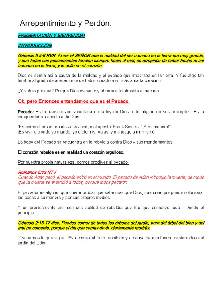 Arrepentimiento y Perdón. | PDF | Pecado | Salvación