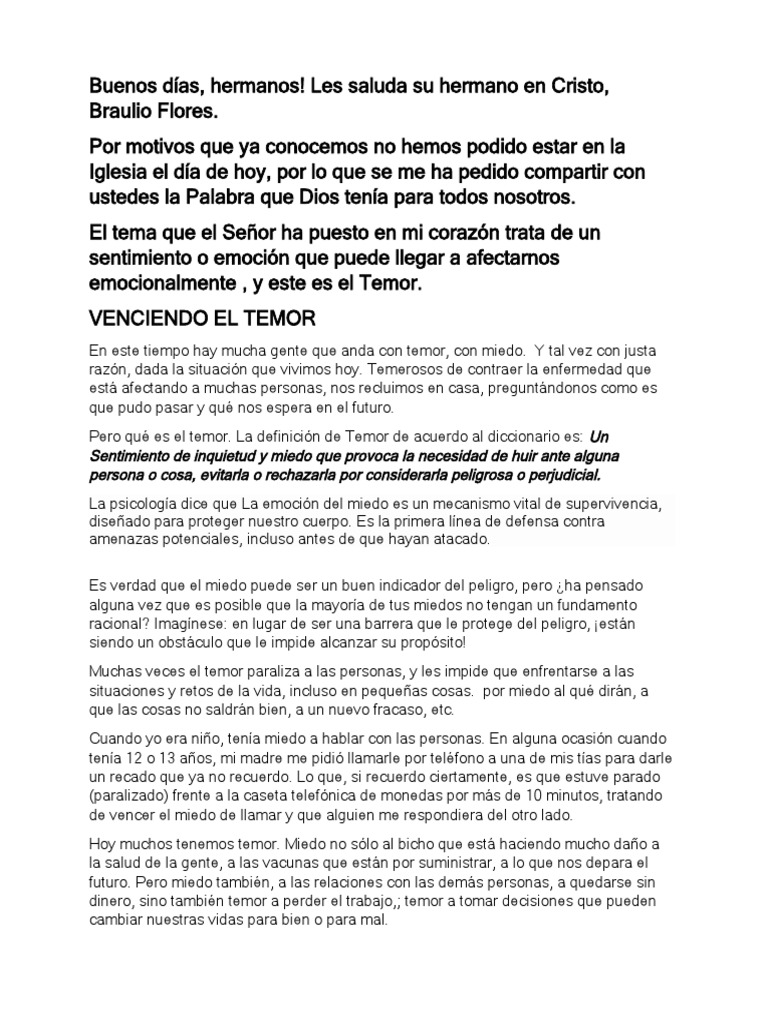Venciendo El Temor | PDF | Temor