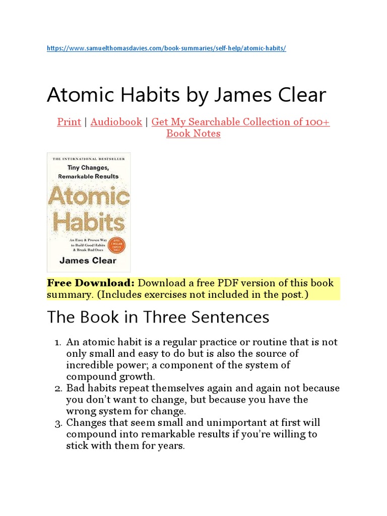 Atomic Habits by James Clear | PDF | Habits | Motivational